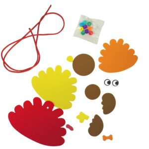 4E's Novelty Thanksgiving Necklace Crafts for Kids Bulk – 12 Pack DIY Turkey Necklace Craft for Kids with 4 Styles, Thanksgiving Favors for Kids, Thanksgiving Toddler Craft, & Turkey Craft Kit