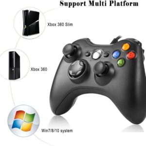 Rzzhgzq 2PACK Wired Controller for Xbox 360 Controller PC Windows 10/8/7 Controller Gamepad Joystick for Xbox 360&360Slim (Black+White)