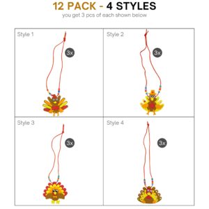 4E's Novelty Thanksgiving Necklace Crafts for Kids Bulk – 12 Pack DIY Turkey Necklace Craft for Kids with 4 Styles, Thanksgiving Favors for Kids, Thanksgiving Toddler Craft, & Turkey Craft Kit