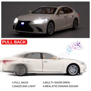 BDTCTK 1/32 Compatible for Lexus Ls500h Model Car, Zinc Alloy Pull Back Toy car with Sound and Light for Kids Boy Girl Gift(White)