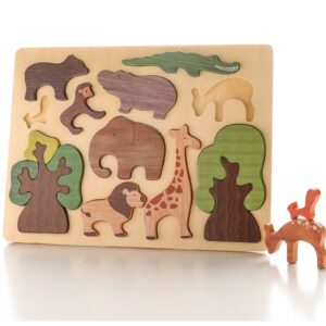 samonyed animal wooden puzzles for toddlers, montessori early development learning forest puzzle, basswood tree toy for 3 years boys & girls birthday