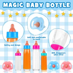 7 Pcs Disappearing Doll Feeding Set Baby Doll Bottles Milk and Juice Bottles with Toy Pacifier Baby Doll Accessories Doll Bottle Toy for Doll Accessories