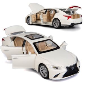 BDTCTK 1/32 Compatible for Lexus Ls500h Model Car, Zinc Alloy Pull Back Toy car with Sound and Light for Kids Boy Girl Gift(White)