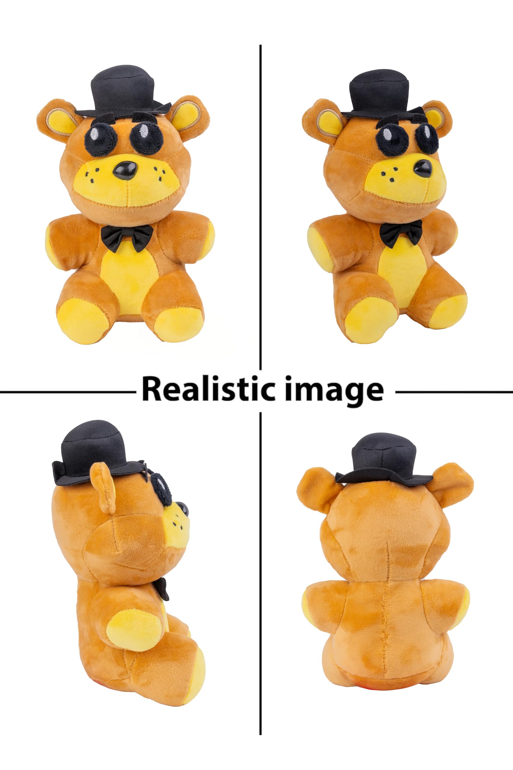 KEOGAU Golden Freddy Black Hat ( in Stock US) - Five Nights Freddy's - Fazbear Collectible Figure - F-N-A-F Nightmare Plush (Golden Bear ) 7''/Toy, Golden Bear Black Hat