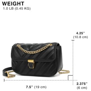 Scarleton Crossbody Bags for Women, Purses for Women, Quilted Shoulder Bag, Lightweight Gold Chain Crossbody Bag Purse, H210701 - Black