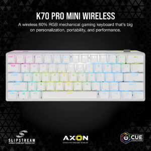 Corsair K70 PRO MINI WIRELESS RGB 60% Mechanical Gaming Keyboard - Fastest Sub-1ms Wireless, Swappable CHERRY MX Red Keyswitches, Aluminum Frame, PBT Double-Shot Keycaps - NA Layout, QWERTY - White