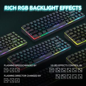 60% Gaming LED Keyboard RGB 68 Keys Layout Wired Keypad with 10 Preset Effects Mechanical Switch Feel Compatible with PC Mac Linux Xbox one PS4 PS5