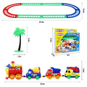 Car Track Toy, Toddler Train Set, Include 8 Tracks 4 Cars and a Tree, Toddler Toys, Gift for Boys Girls