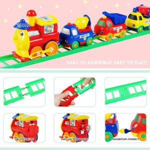 Car Track Toy, Toddler Train Set, Include 8 Tracks 4 Cars and a Tree, Toddler Toys, Gift for Boys Girls