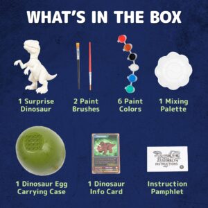 Prextex Build & Paint Your Own Dino Kit, 1 Pack - Collectible Dinosaur Toy, Surprise Dino, Building Toy, Arts & Crafts for Kids Ages 6-8, Painting/Art Set, Kids Gifts, Easter Basket Stuffers, Dino Egg