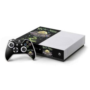 skinit decal gaming skin compatible with xbox one s console and controller bundle - officially licensed warner bros rick and morty spaceship design