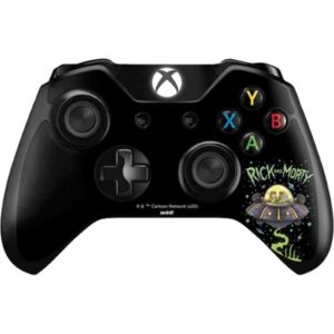 skinit decal gaming skin compatible with xbox one controller - officially licensed warner bros rick and morty spaceship design