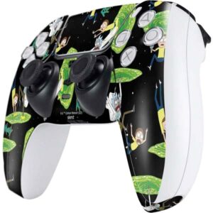 Skinit Decal Gaming Skin Compatible with PS5 Controller - Officially Licensed Adult Swim Rick and Morty Portal Pattern Design