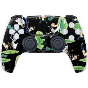 skinit decal gaming skin compatible with ps5 controller - officially licensed adult swim rick and morty portal pattern design