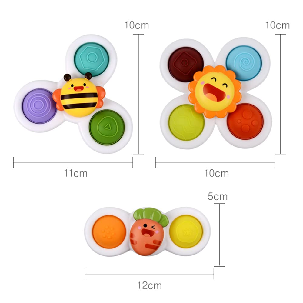 Suction Cup Spinning Top Toy,QLKUNLA Baby Fidget Spinner Toys Infant Baby Rattles Toys Sensory Toys Early Education Toys Bath Toy Dining Chairs Toys Rotary Windmill Birthday Gifts for Baby Boy Girl