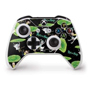 skinit decal gaming skin compatible with xbox one s controller - officially licensed warner bros rick and morty portal pattern design