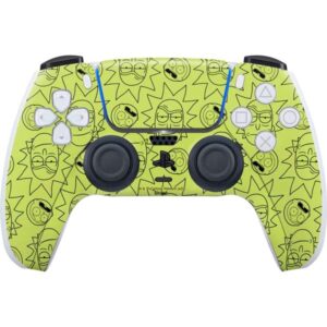 skinit gaming decal skin compatible with ps5 and compatible with ps5 digital edition dualsense controller - officially licensed warner bros rick and morty all over print design