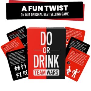 Do or Drink Team Wars - Drinking Games for Game Night, Girls Night, and More - Adult Games with Cups, Ping Pong Balls, Dice, Ropes, and More - Fun Party Games