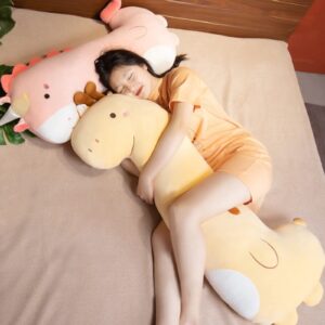 PEACH CAT Cute Long Giraffe Plush Pillow Kawaii Giraffe Stuffed Animal for Girls and Boys Yellow 35.4"