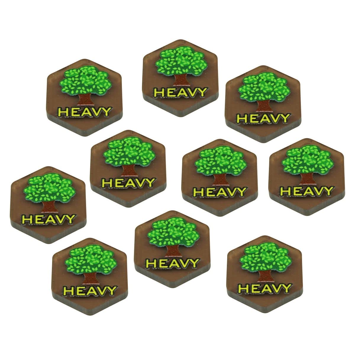 LITKO Premium Printed Mecha Battlefield Terrain Tokens | Compatible with BattleTech | Set of 10 (Heavy Woods)