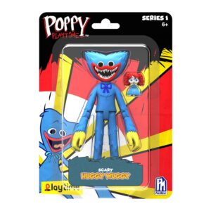 poppy playtime scary huggy wuggy action figure (5'' posable figure, series 1) [officially licensed], blue