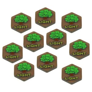 litko premium printed mecha battlefield terrain tokens | compatible with battletech | set of 10 (light woods)