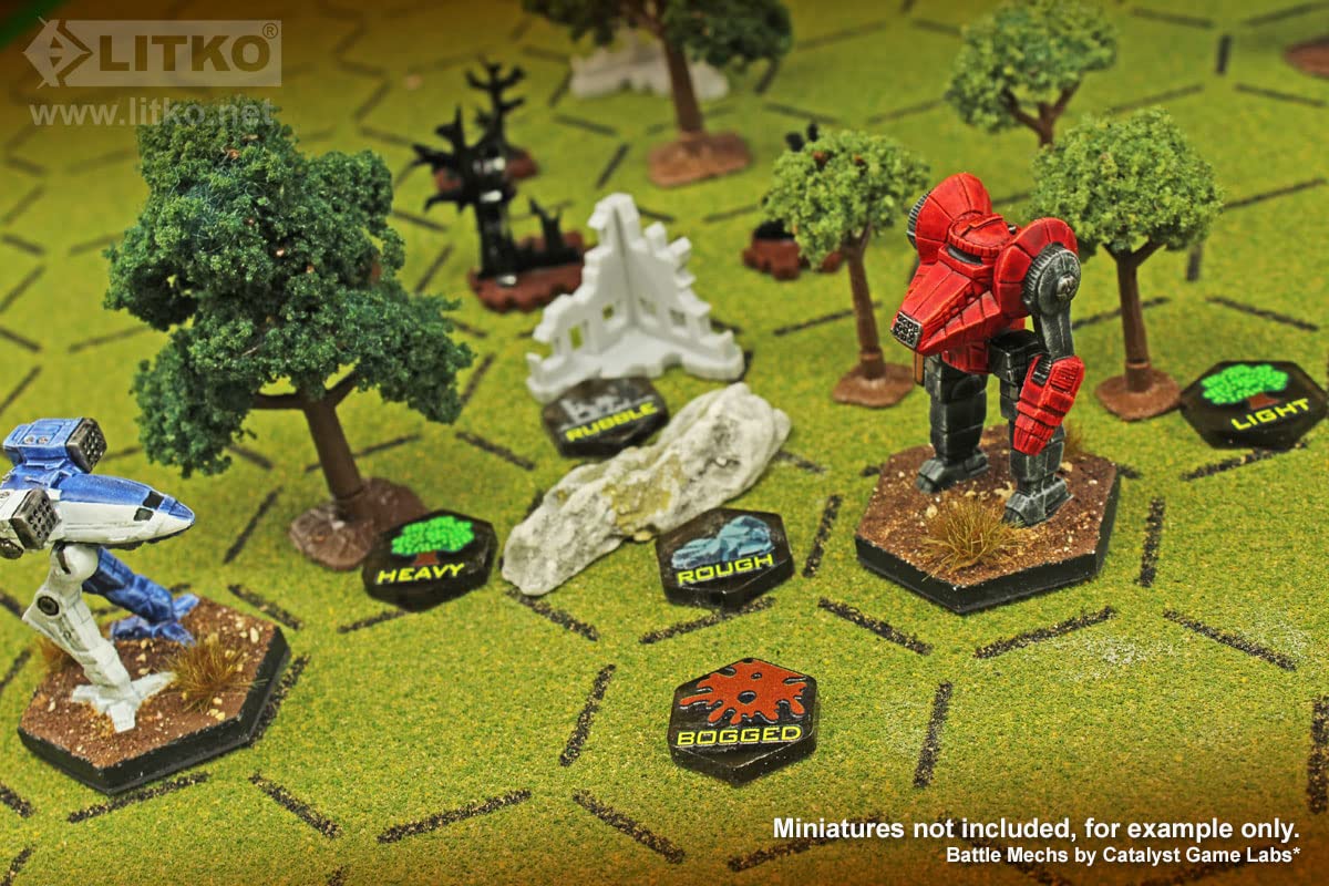 LITKO Premium Printed Mecha Battlefield Terrain Tokens | Compatible with BattleTech | Set of 10 (Variety Pack)