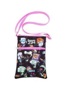 invader zim gir snacks passport crossbody bag pink none