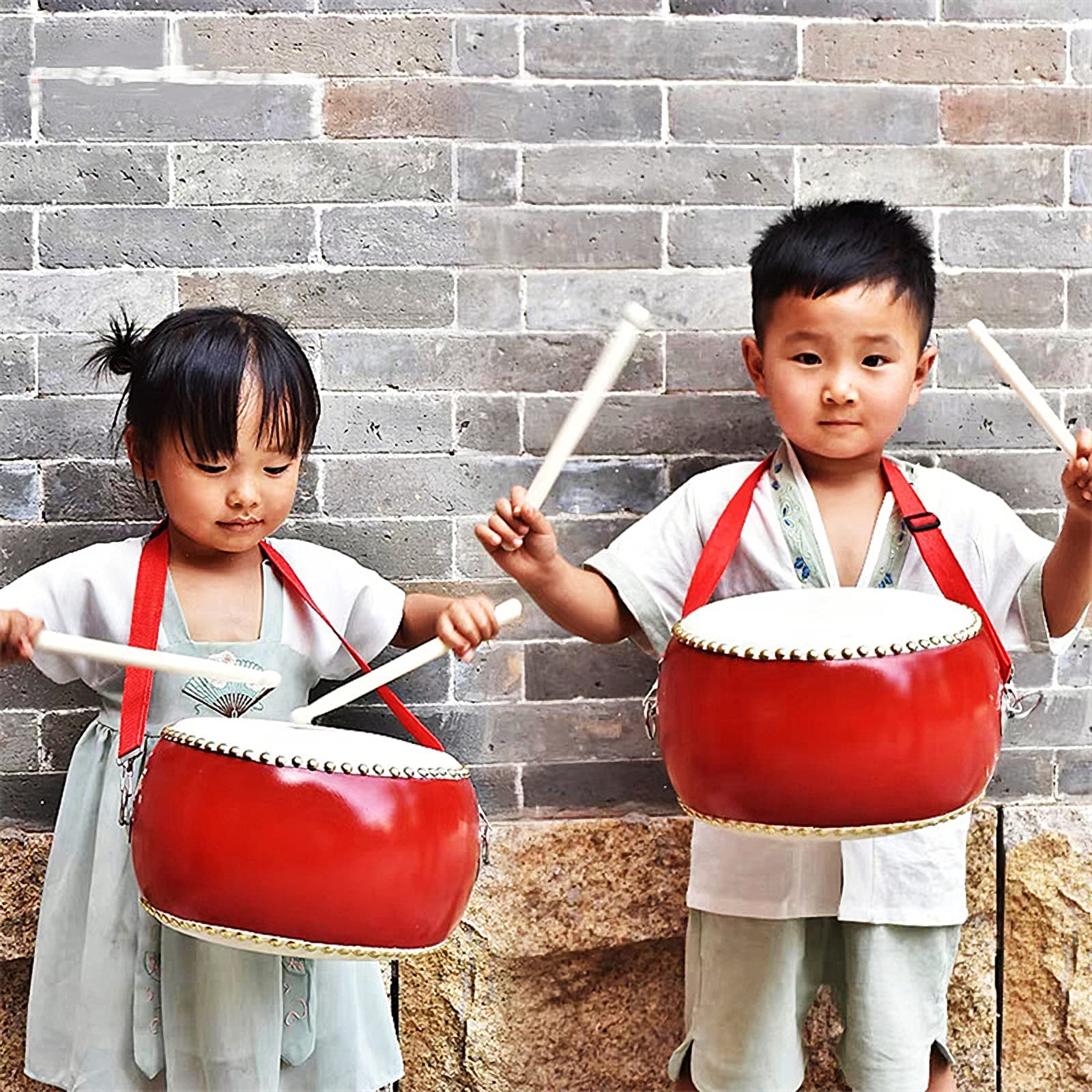 DSQSTMR Drums Percussion Chinese Drum Hand Tambourine Taiko Bongos Musical Gifts Instruments For Kids Sensory Learning Set Little Boy Kids Toys