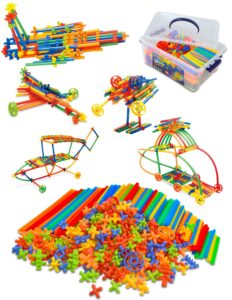 600pcs stem building toys, straw constructor toys up grade engineering building sets for kids develops motor skills and logic thinking, fun educational toy great for gift