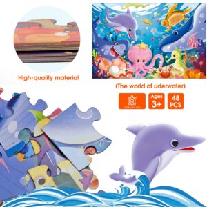 Jumbo Floor Puzzle for Kids Underwater Jigsaw Large Puzzles 48 Piece for Toddler Children Learning Preschool Educational Intellectual Development Toys 3-5 4-8 Years Old Gift for Boys and Girls