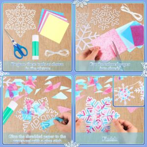 36 Pieces Snowflakes Paper Suncatcher Paper Cuts Set Snowflakes Party Decoration Glass Decoration DIY Window Art Children Crafts Party Gifts