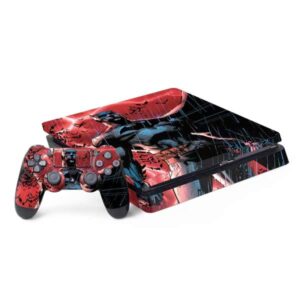 skinit decal gaming skin compatible with ps4 slim bundle - officially licensed warner bros batman red sky design