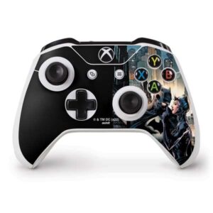 skinit decal gaming skin compatible with xbox one s controller - officially licensed warner bros batman and catwoman design