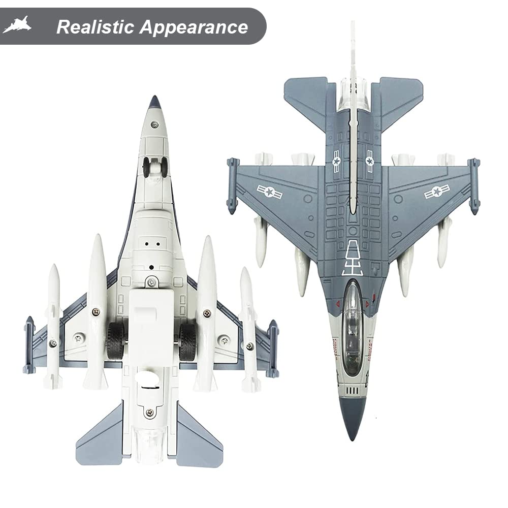 F16 Airplane Toy, Fighter Jet Toy for Kids, Pull Back Toy Jets, Diecast Airplanes Model with Light & Sound, Metal Airplane Gifts for Kids Decor