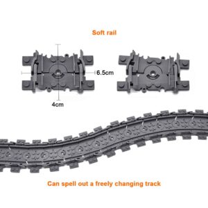 MISINI 39Pcs City Train Tracks Accessories Kit, Straight Curved Flexible Train Tracks, Train Motor Kit and Wheels Railroad High Speed Powered Set Building Toys