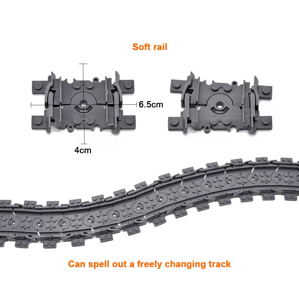 MISINI 39Pcs City Train Tracks Accessories Kit, Straight Curved Flexible Train Tracks, Train Motor Kit and Wheels Railroad High Speed Powered Set Building Toys