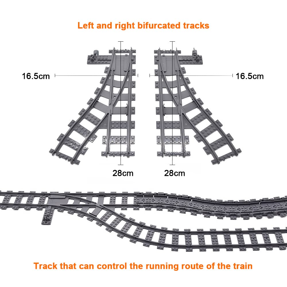 MISINI 39Pcs City Train Tracks Accessories Kit, Straight Curved Flexible Train Tracks, Train Motor Kit and Wheels Railroad High Speed Powered Set Building Toys