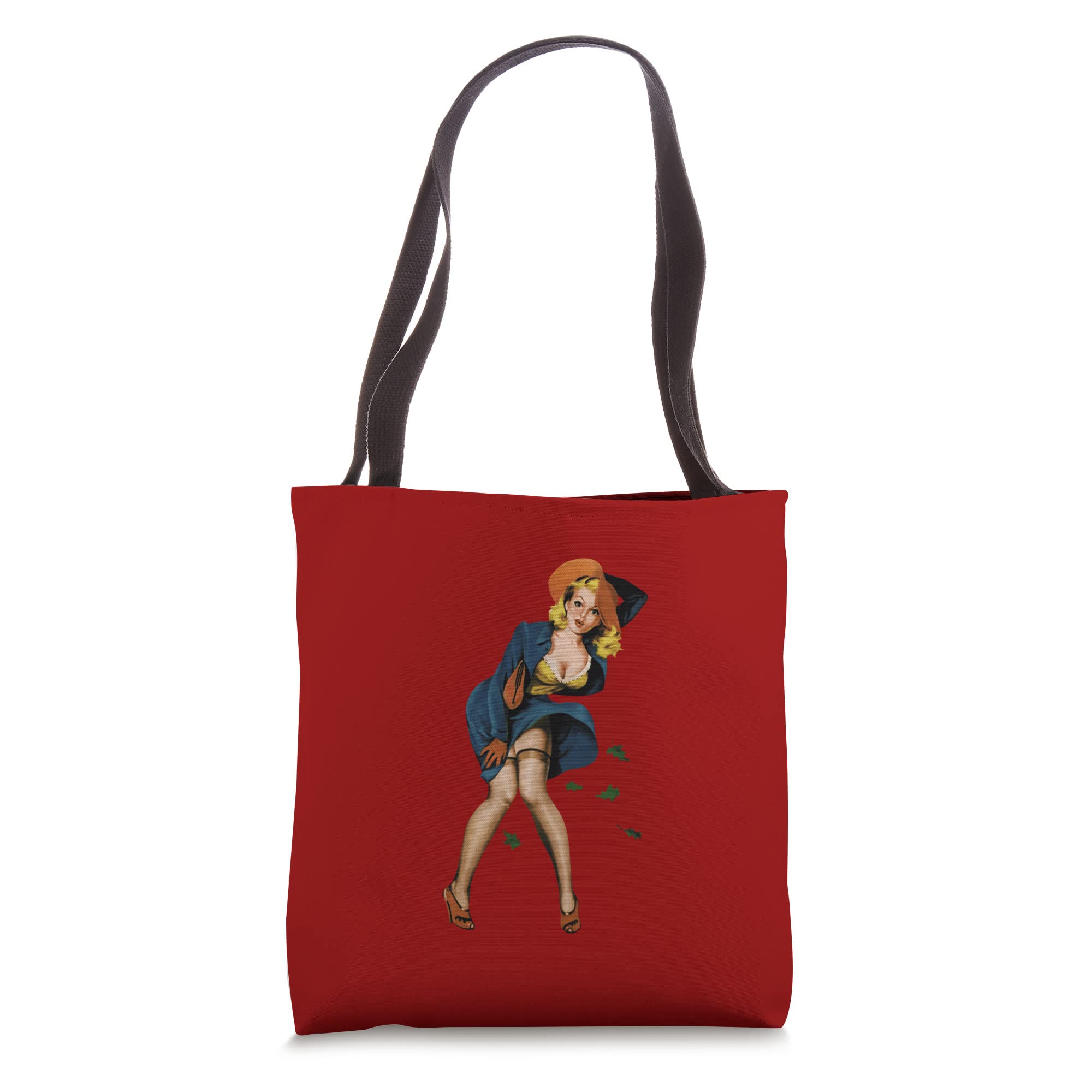 Blonde Pin Up Girl in Stockings & Heels - Retro Pin Up Girl Tote Bag