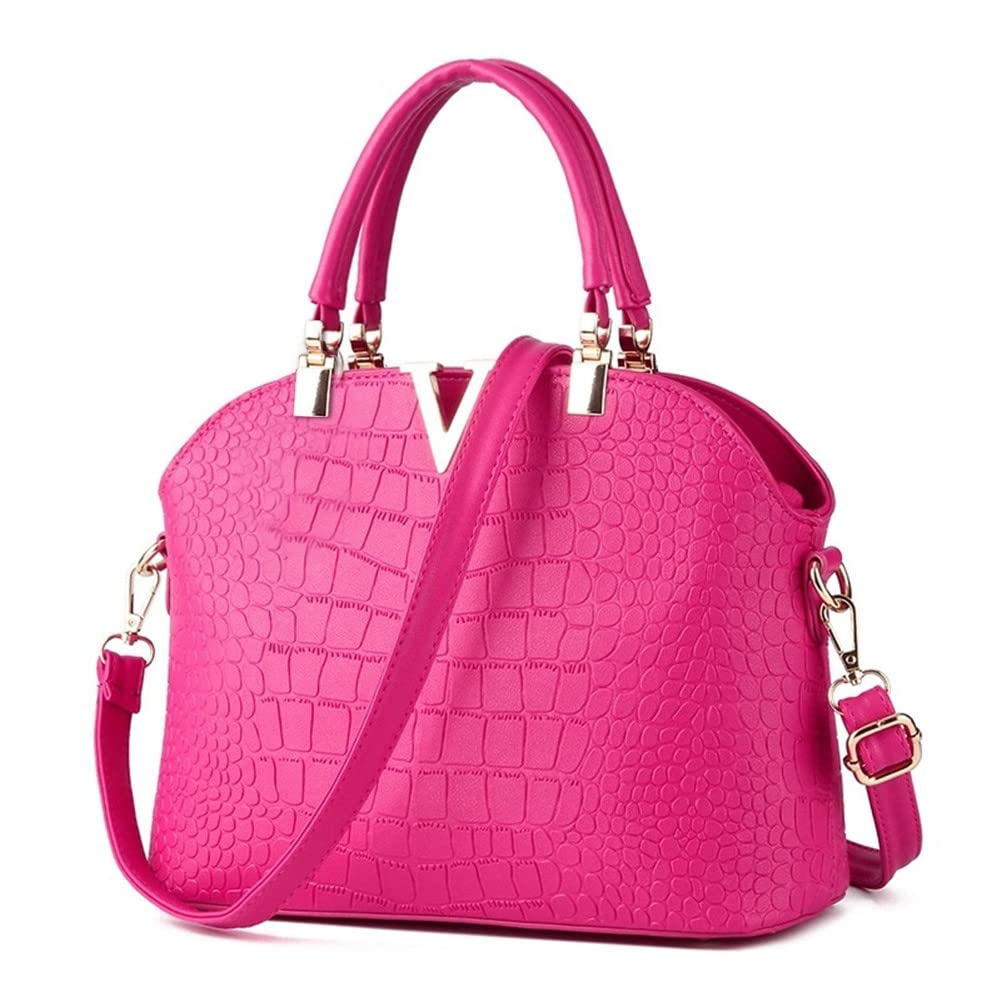 JHVYF Womens Casual Handbag PU Leather Basic Crossbody Purses Hot Pink