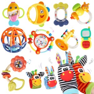 baby rattles 0-6 months,baby toys 0-6 months,baby rattle toys,teething and wrist socks rattle, infant grab and spin shake rattles, newborn toys for 0 1 2 3 4 5 6+ month babies boy girl bebe