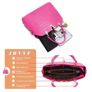 JHVYF Womens Casual Handbag PU Leather Basic Crossbody Purses Hot Pink