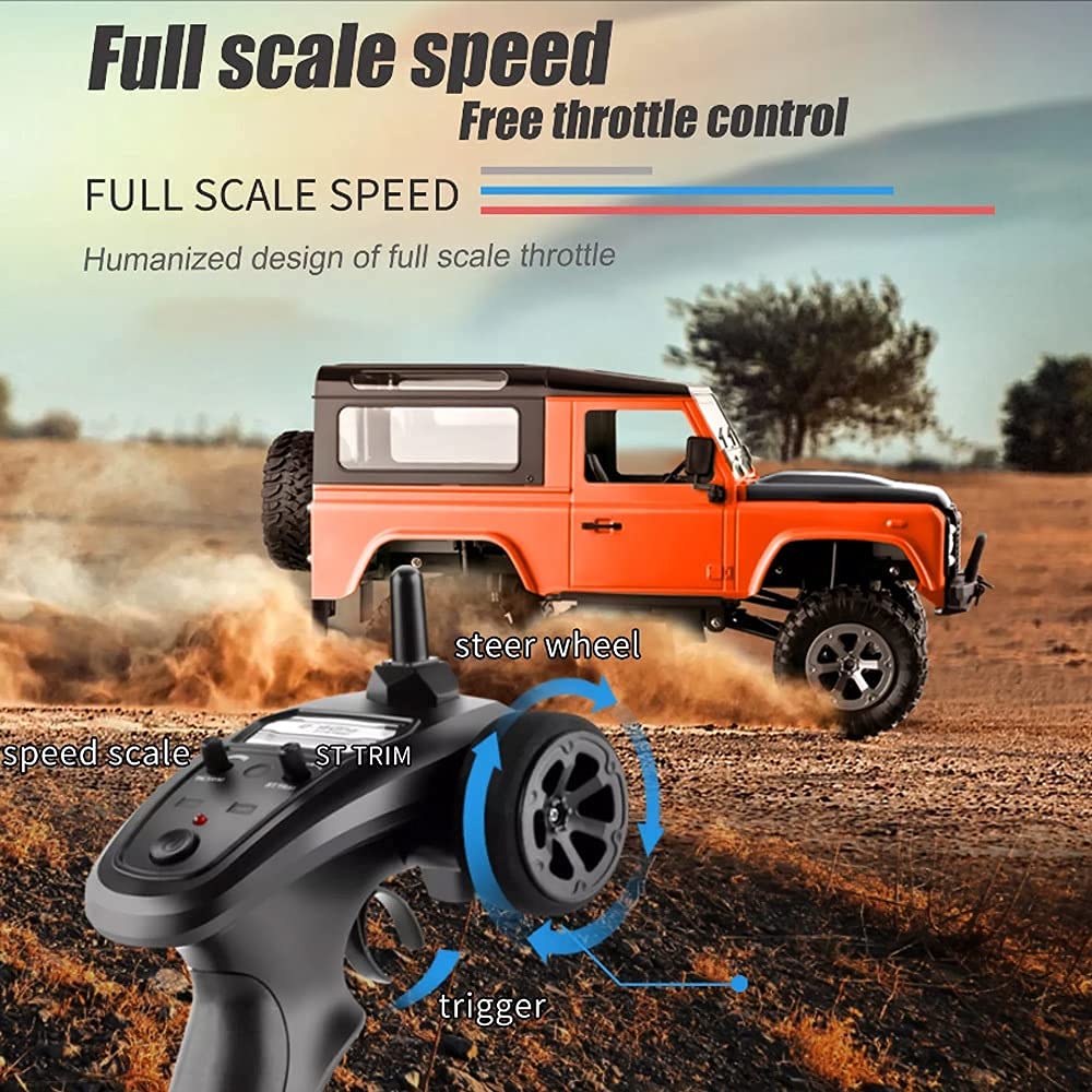 Adepe 1/10 Scale Large Size Rc Car - 2.4GHZ Full Scale Throttle Remote Control Vehicle - 4WD All Terrain Crawler Climbing RC Truck - Hobby Toy Cars for Adult & Kids, RTR