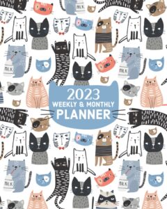 2023 weekly and monthly planner cats: cute cat themed 2023 calendar notebook daily agenda & simple organizer | kitty design