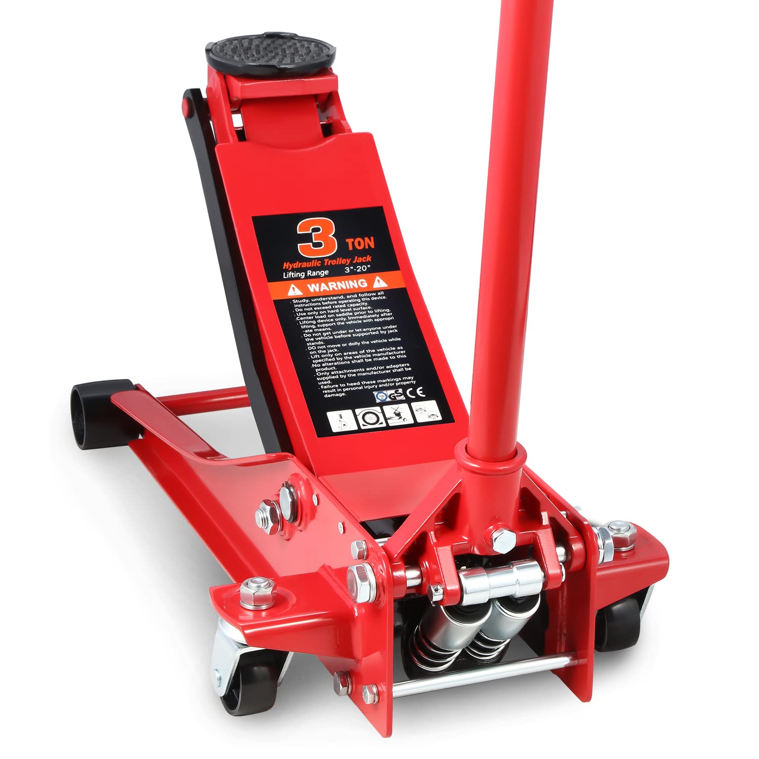 DNA MOTORING TOOLS-00235 Low Profile Hydraulic Trolley Service/Floor Jack, 3 Ton (6000 lbs) Capacity, Lifting Range 3"-20"