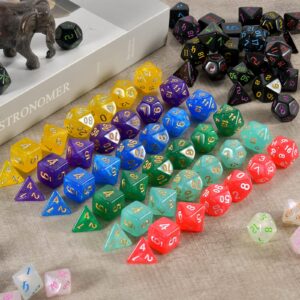 FLASHOWL Dice Set 28 Sets D20 Dice Dice Set Pearl Dice 196 pcs Polyhedral & RPG Dice Polyhedral Dice DND Dice Starry Sky Dice Dice Table Games Dice Set W20 DND Dice Game Cube