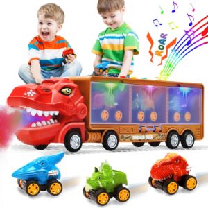 dinosaur toys for 3 year old boys,spray mist dinosaur toys for kids 3-5,lights/roaring/music kids toys for boys with 3 dinosaur pull back toy cars,toys for 2 3 4 year old boys,christmas birthday gift