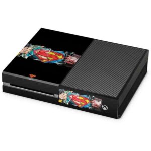 skinit decal gaming skin compatible with xbox one console - officially licensed warner bros superman s shield design