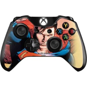 skinit decal gaming skin compatible with xbox one controller - officially licensed warner bros superman super strength design