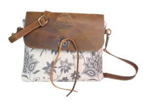 challenger women's floral upcycled fabric distressed leather shoulder bag 17rt2107-204